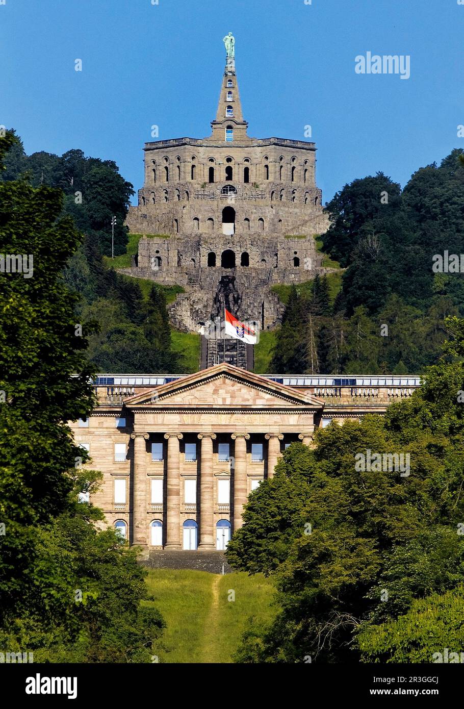 Bergpark Wilhelmshoehe with Wilhelmshoehe Castle and the Hercules ...