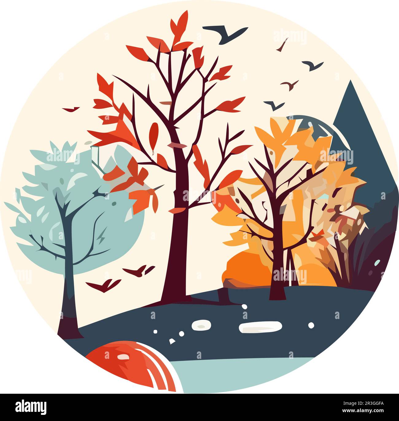 Autumn forest landscape with leaves vector Stock Vector Image & Art - Alamy