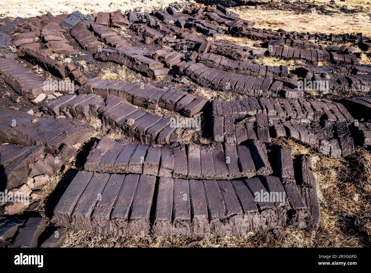 Peat extraction from a bog on Achill Island, County Mayo, Ireland Stock ...