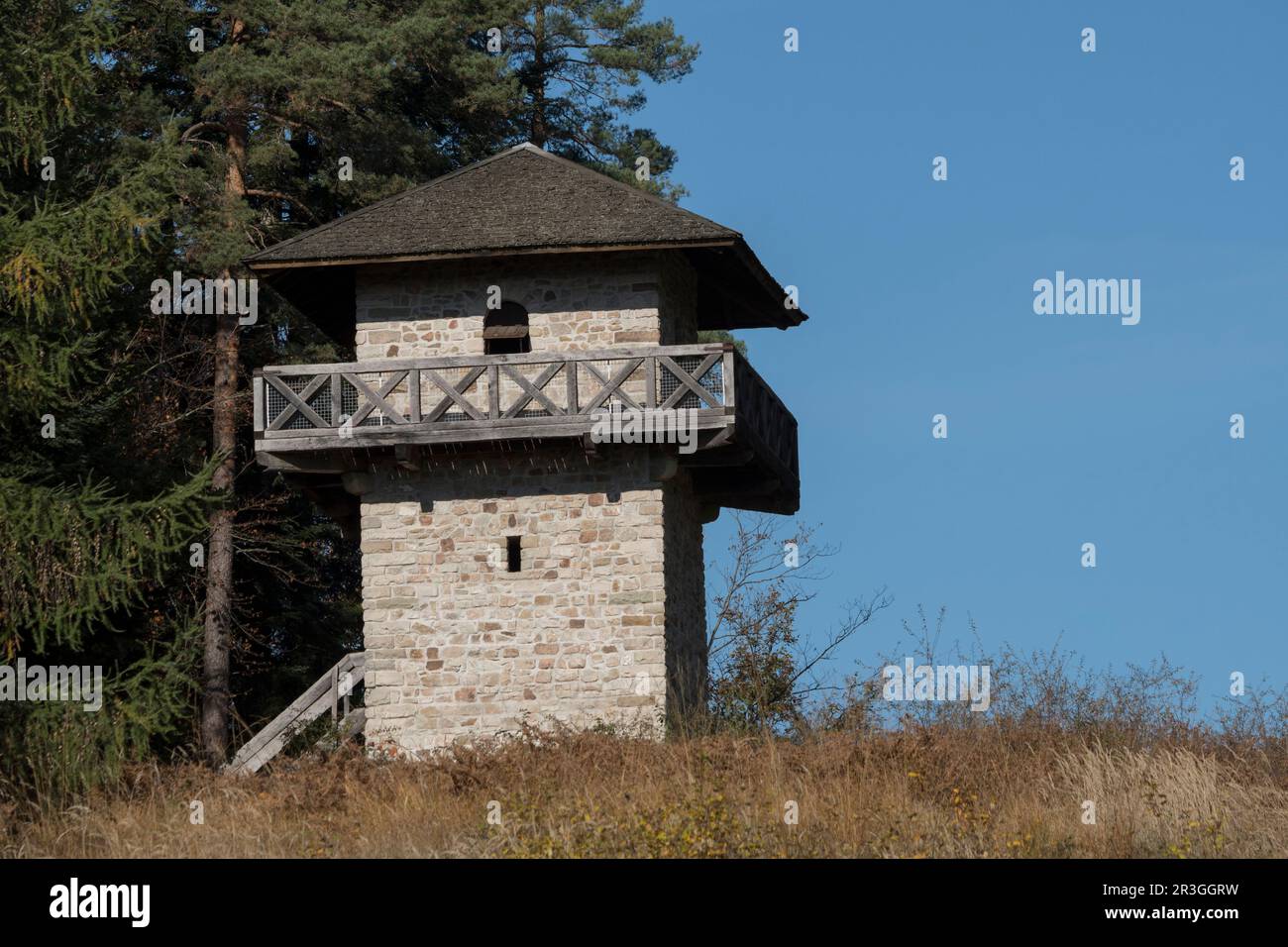 Reconstructed watchtower from the roman times Stock Photo - Alamy