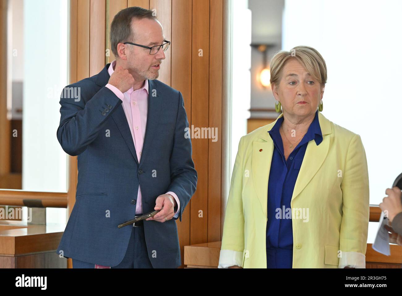 Greens Senators David Shoebridge and Barbara Pocock before a press ...