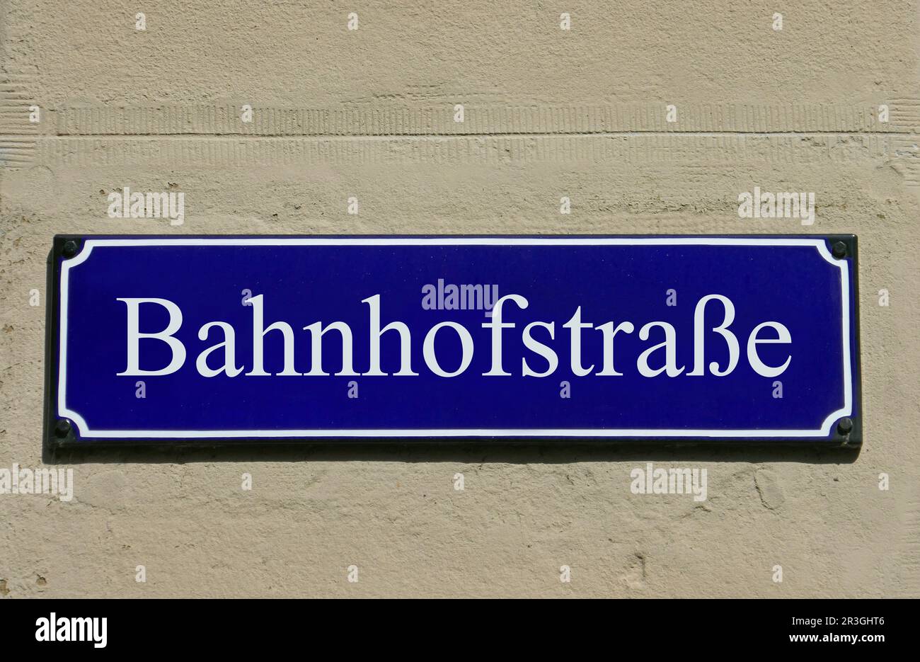 Enamel sign Bahnhofstrasse Stock Photo - Alamy