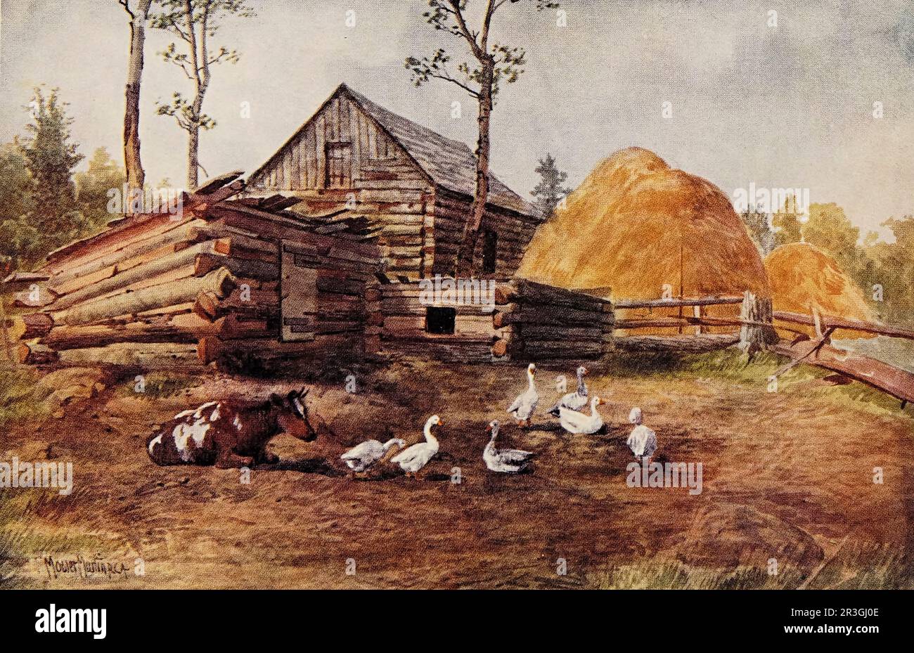 Settlers farming painting hi-res stock photography and images - Alamy