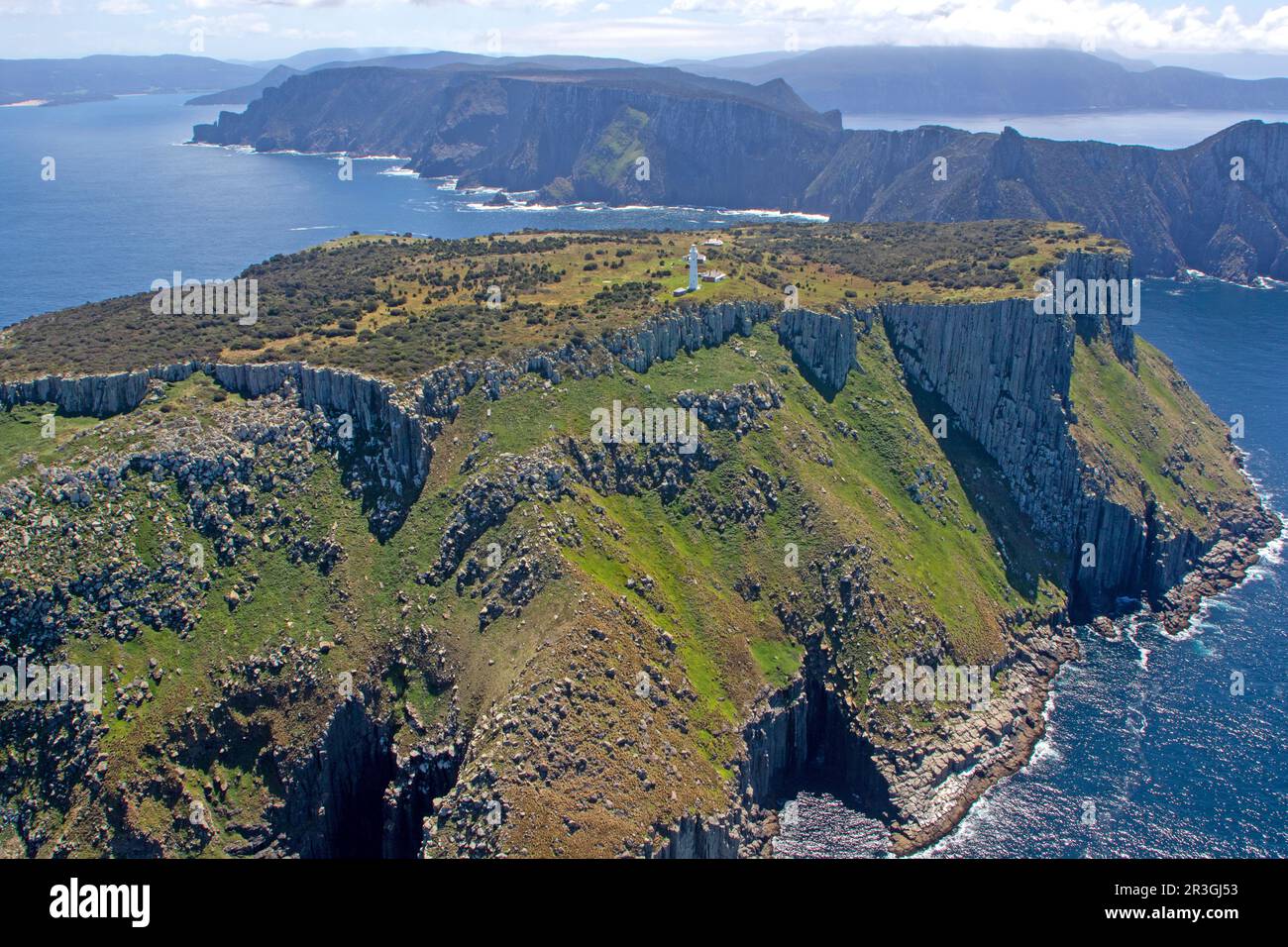 Aerial of the Tasman Island cliffs and lighthouse Stock Photo - Alamy