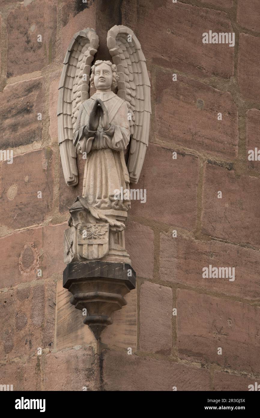 Angel sculpture in the old tow of nuremberg Stock Photo - Alamy