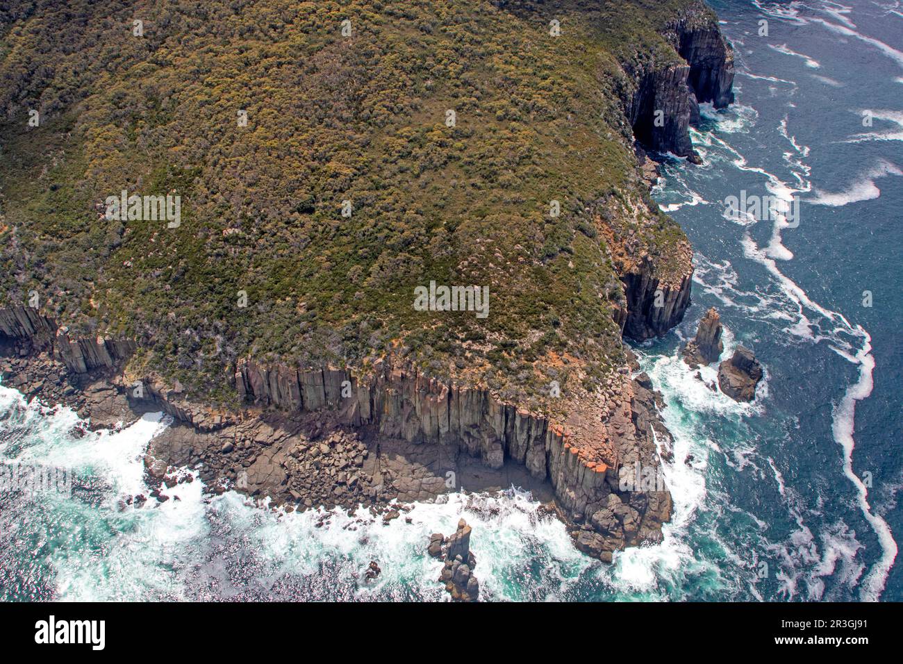 Aerial of the Tasman Peninsula cliffs, the highest sea cliffs in ...