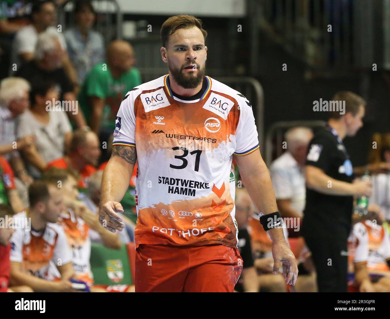 German Handball player Benjamin Meschke ASV Hamm HBL Liqui Moly ...