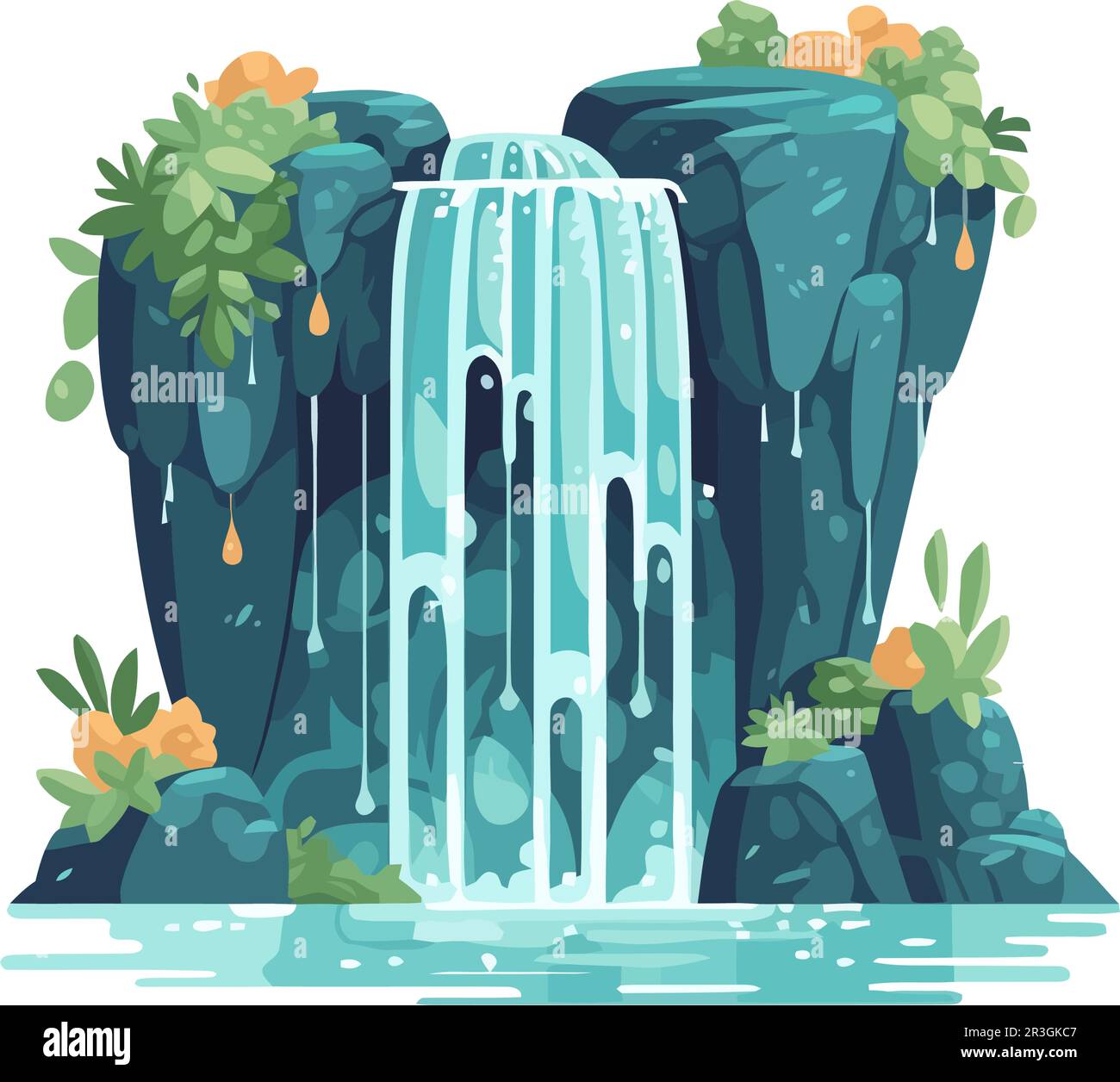 Waterfall landscape nature and plants Stock Vector Image & Art - Alamy