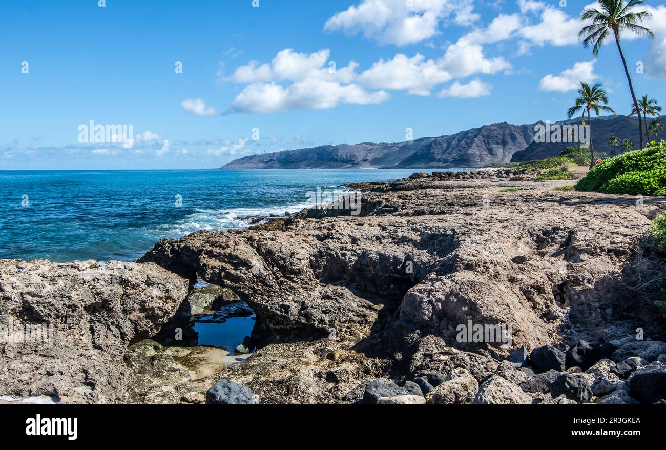 Kea'au Beach Park rocky scenes in oahu hawaii Stock Photo - Alamy