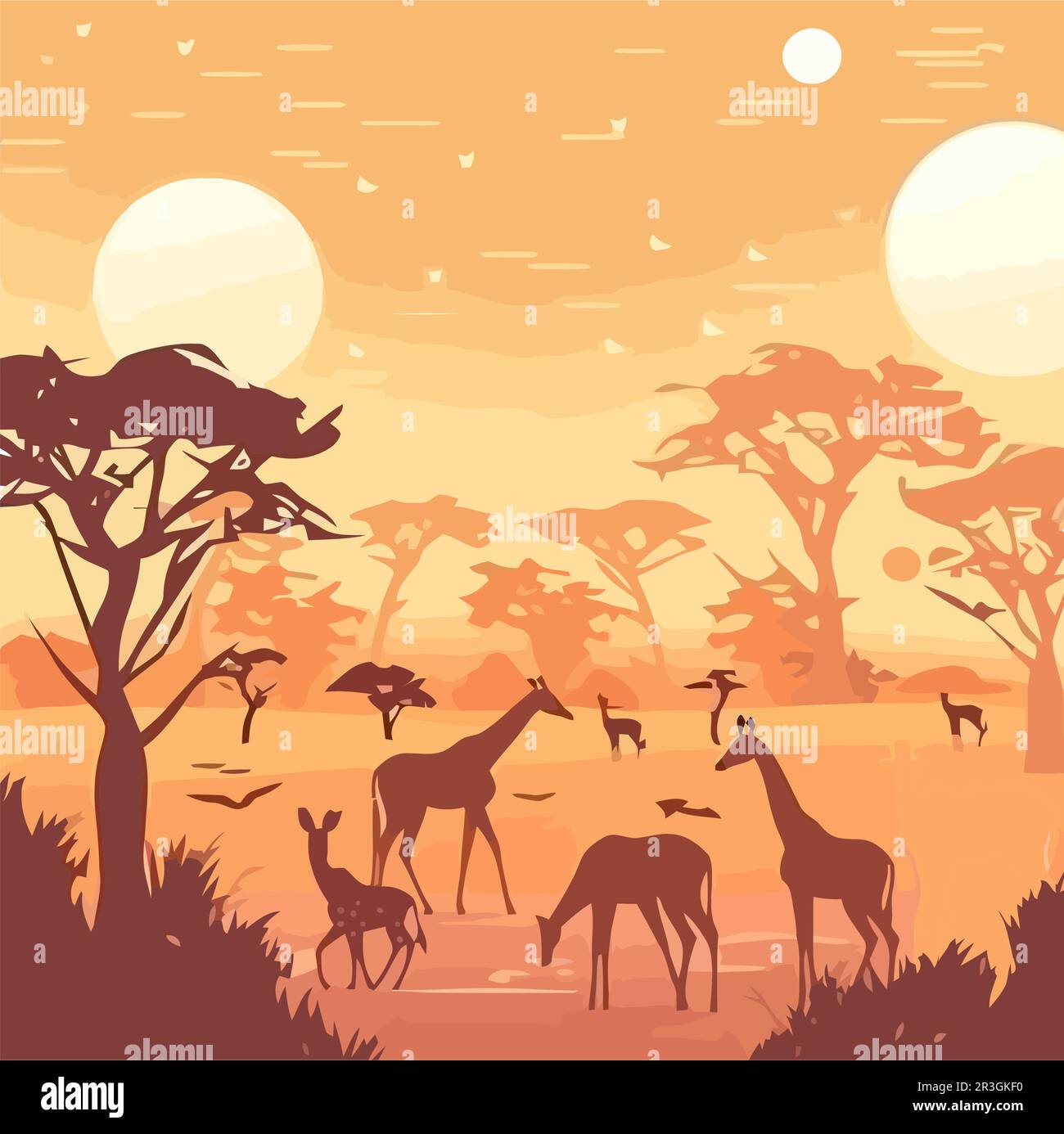African Savannah Silhouette Art