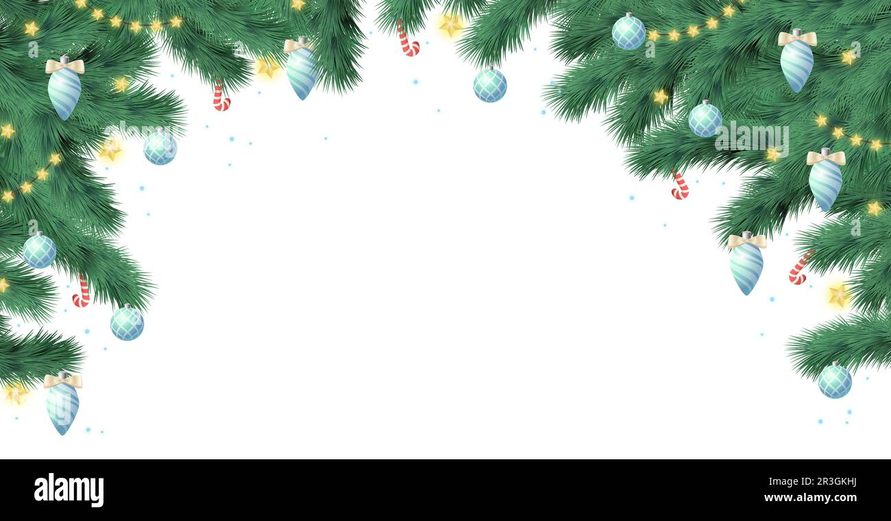 Christmas tree on white background, web template for festive ...