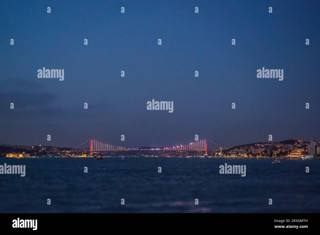 Istanbul at sunset, Turkey. Tourist boat sails on Golden Horn in summer ...