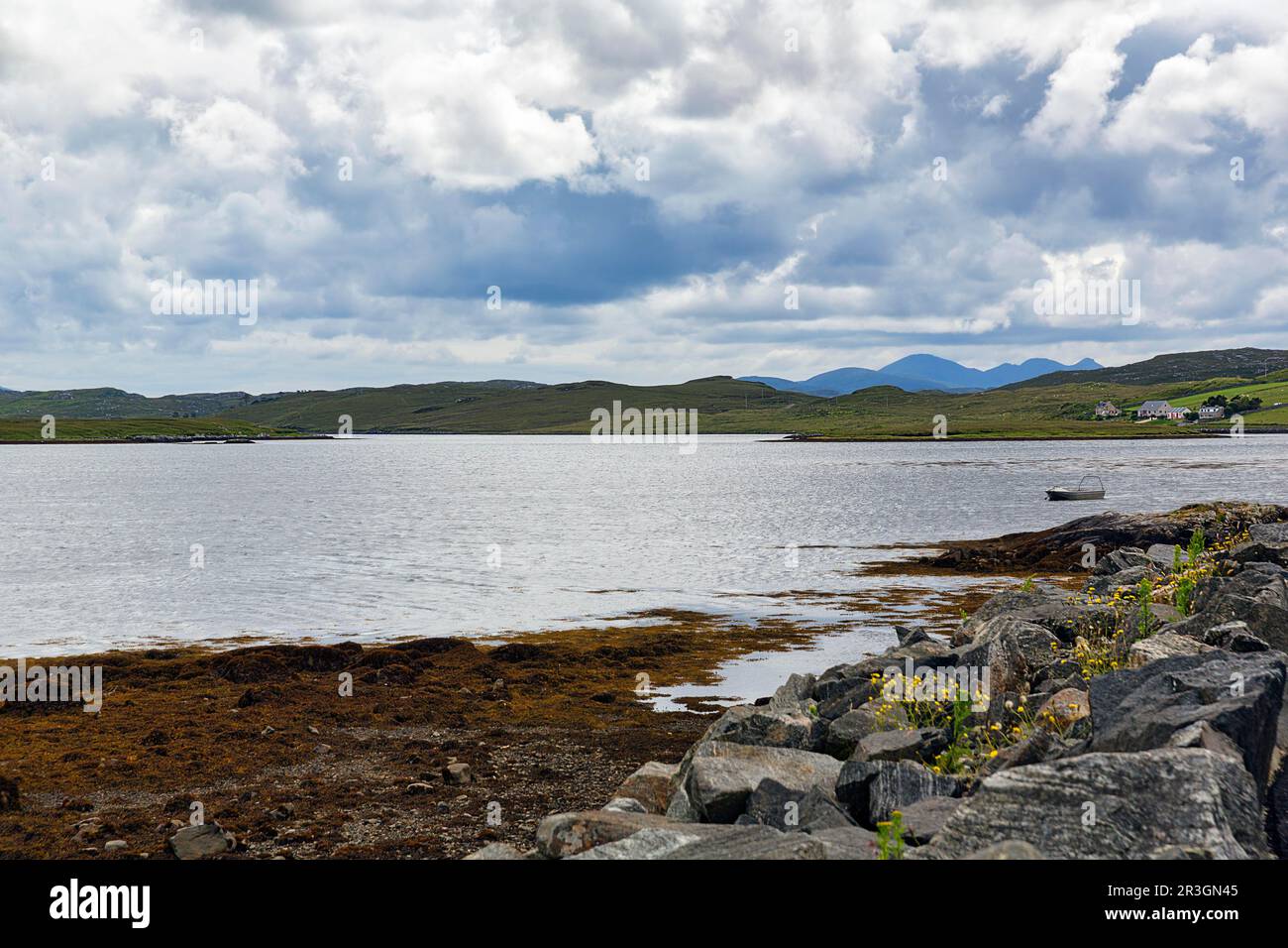 Coastline, cloudy sky, typical weather, Isle of Lewis, Isle of Lewis ...