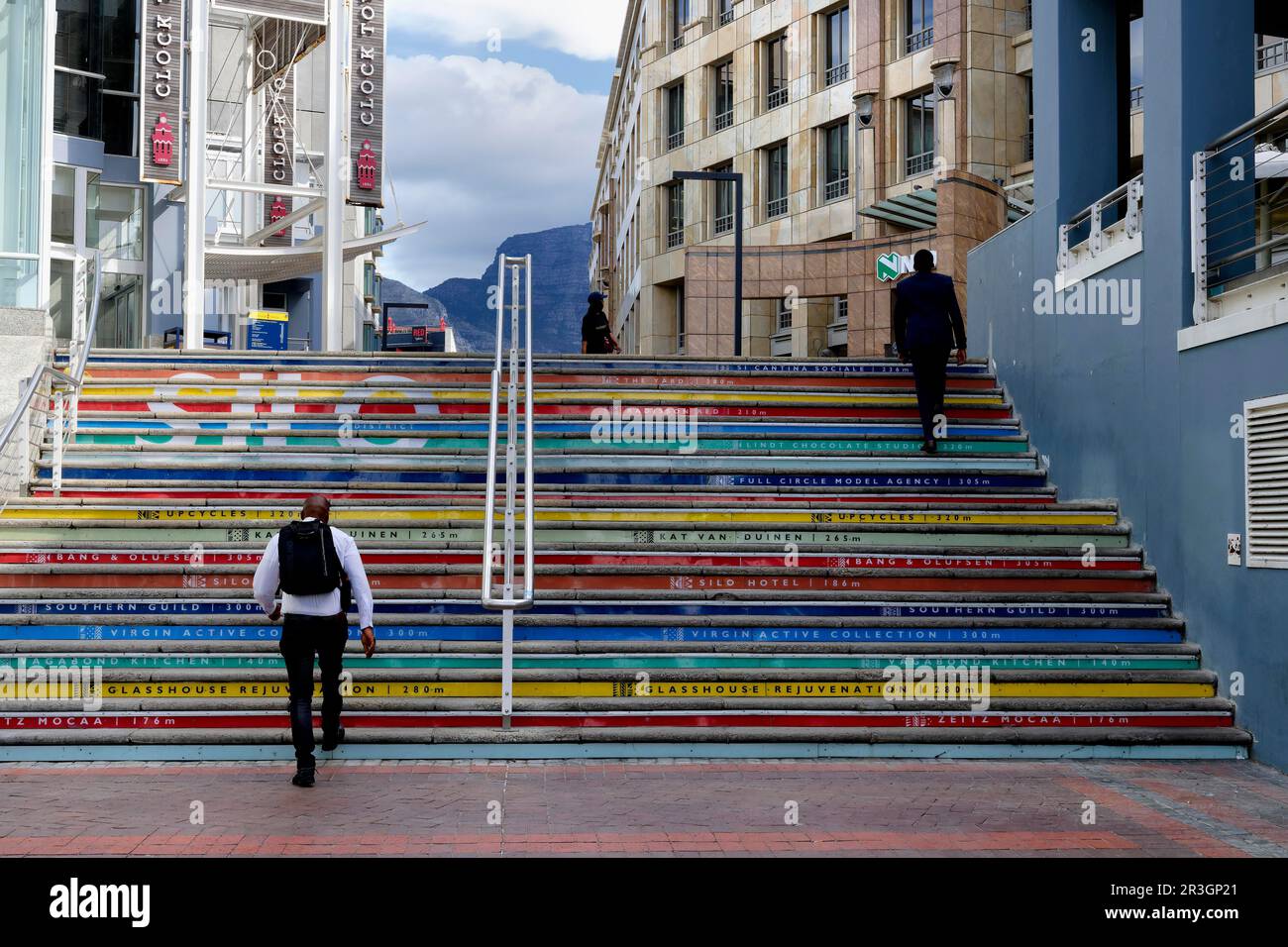 Colored stairs in front of the Clock Tower shopping Mall, Victoria and ...