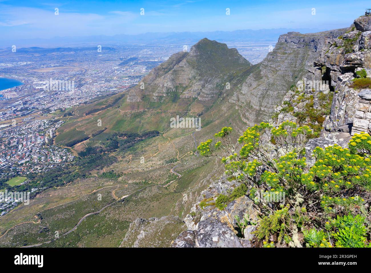 View of Cape Town from top of Table Mountain, South Africa Stock Photo ...