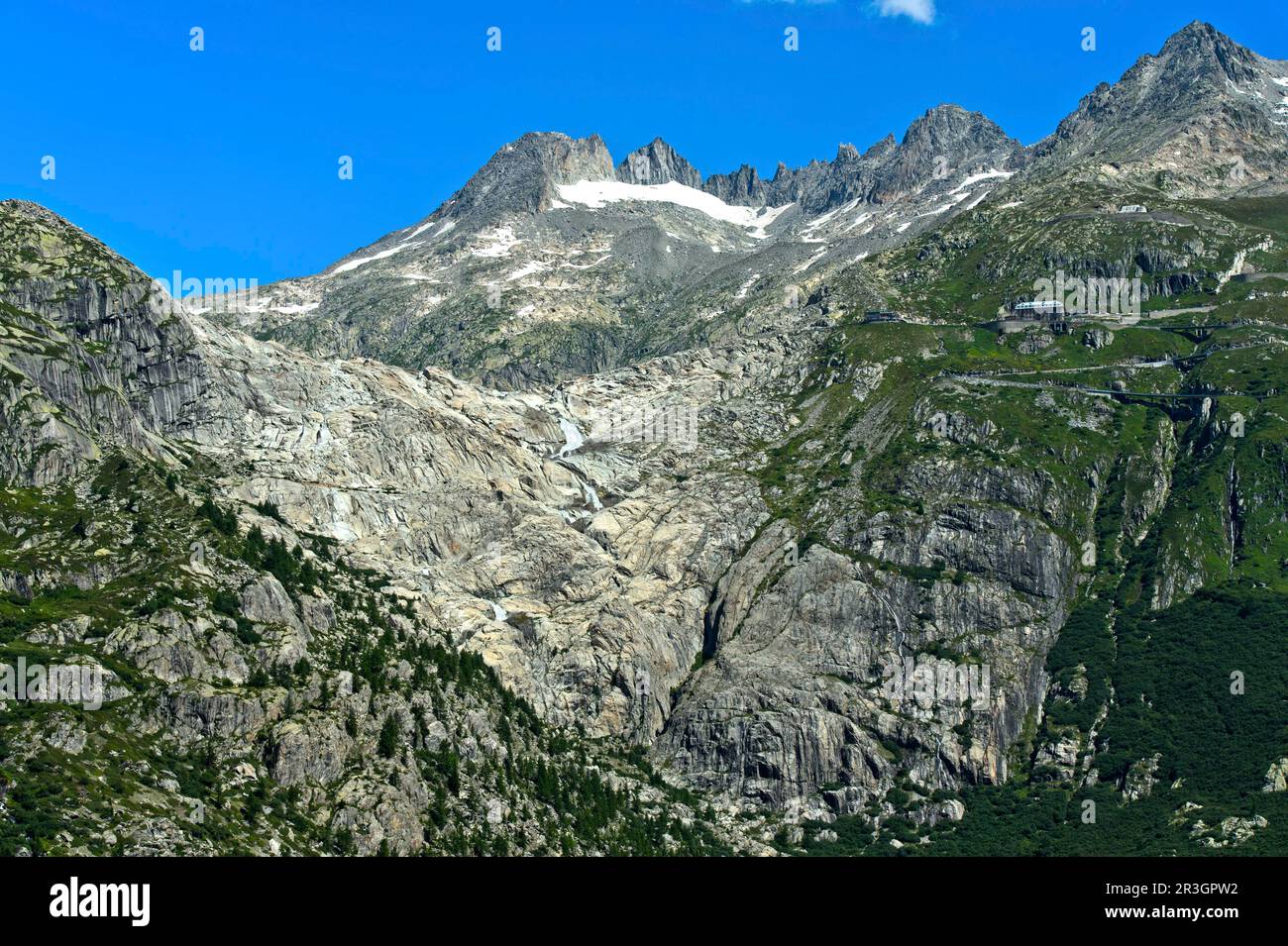 The ice-free bed of the Rhone glacier, Gletsch, Valais, Switzerland ...