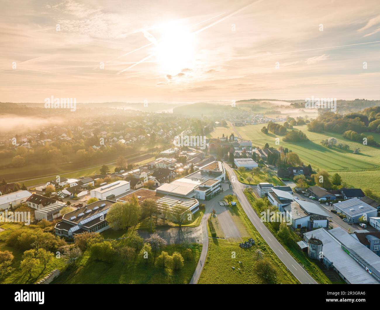 Small village in the sunrise, Gechingen, Black Forest, Germany Stock ...