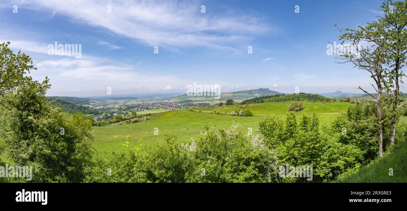 View from Hohentwiel into Hegau, on the horizon the Hegauberge ...