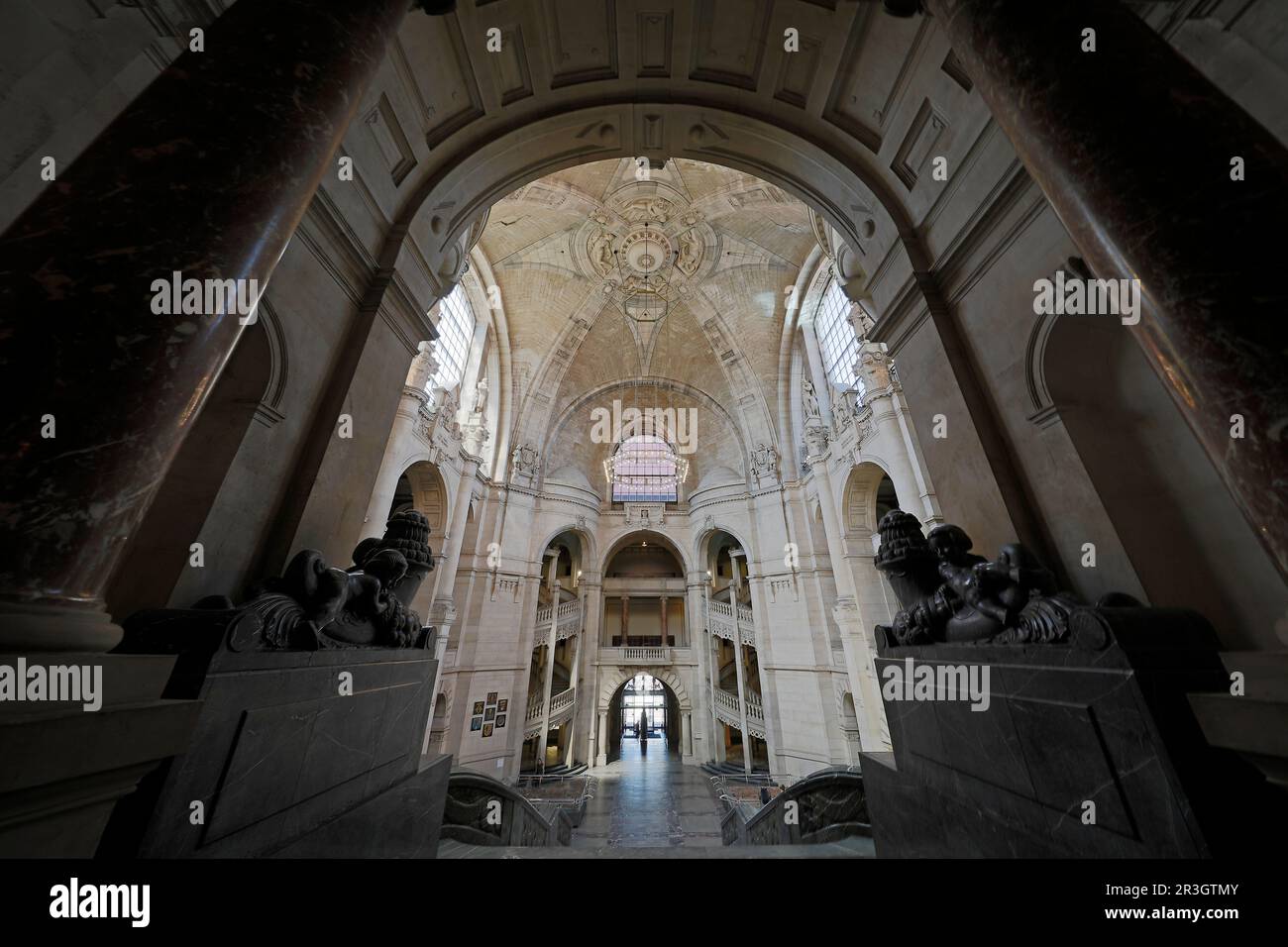 New Town Hall, interior view, palace-like magnificent building, Hanover ...