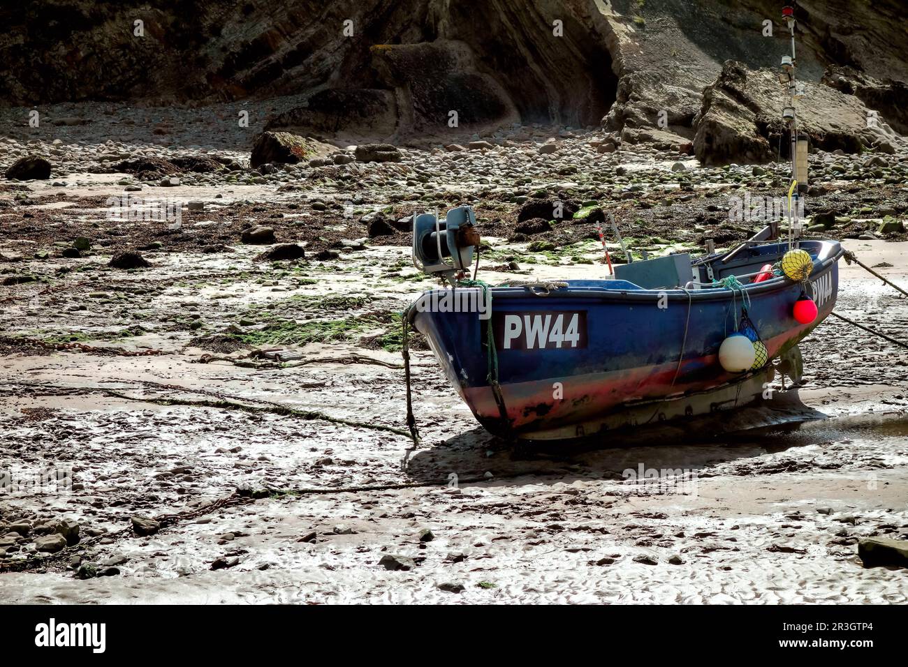 Fishing Boat Beached at Bude Stock Photo - Alamy