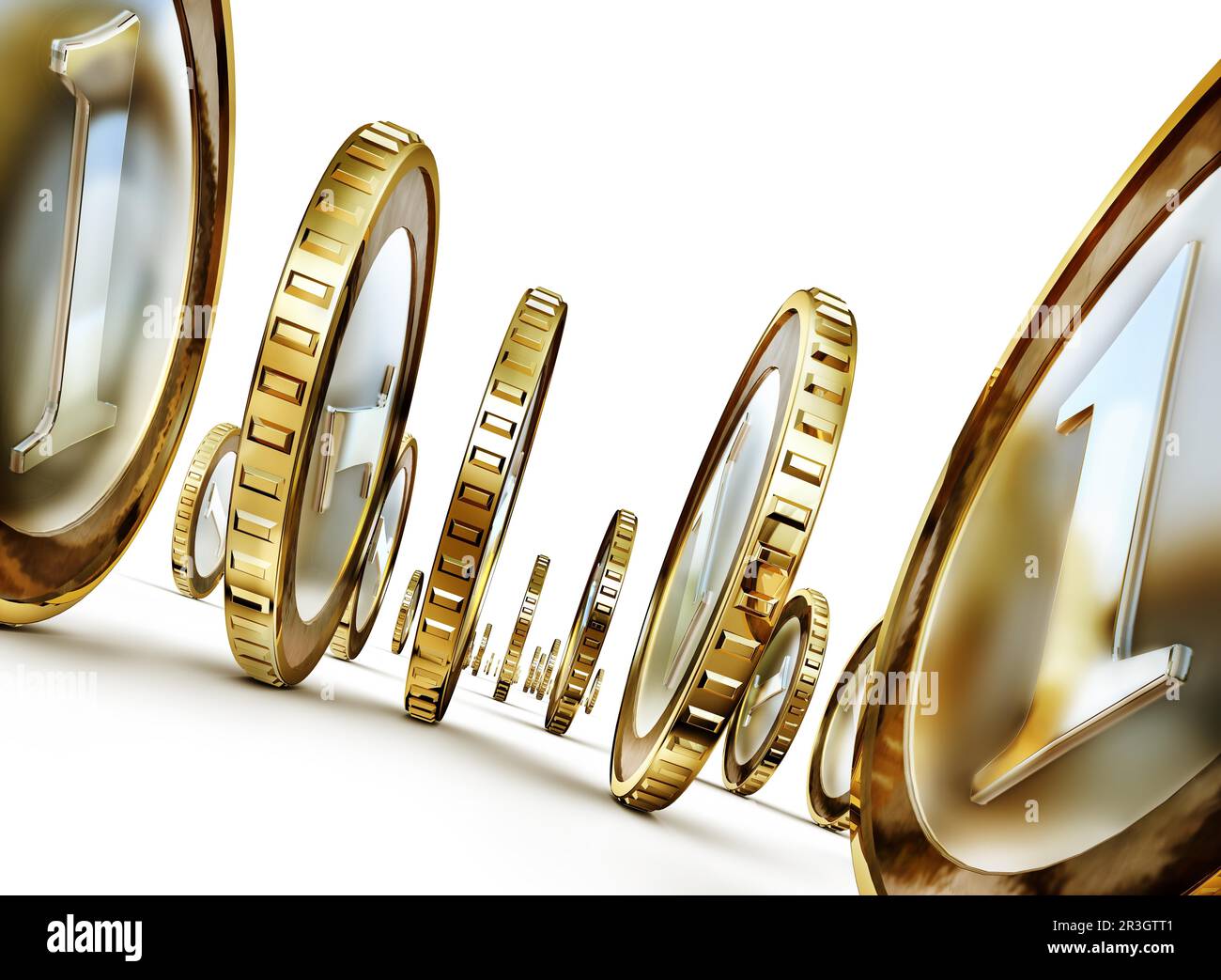 high resolution 3D rendering of rolling coins Stock Photo - Alamy