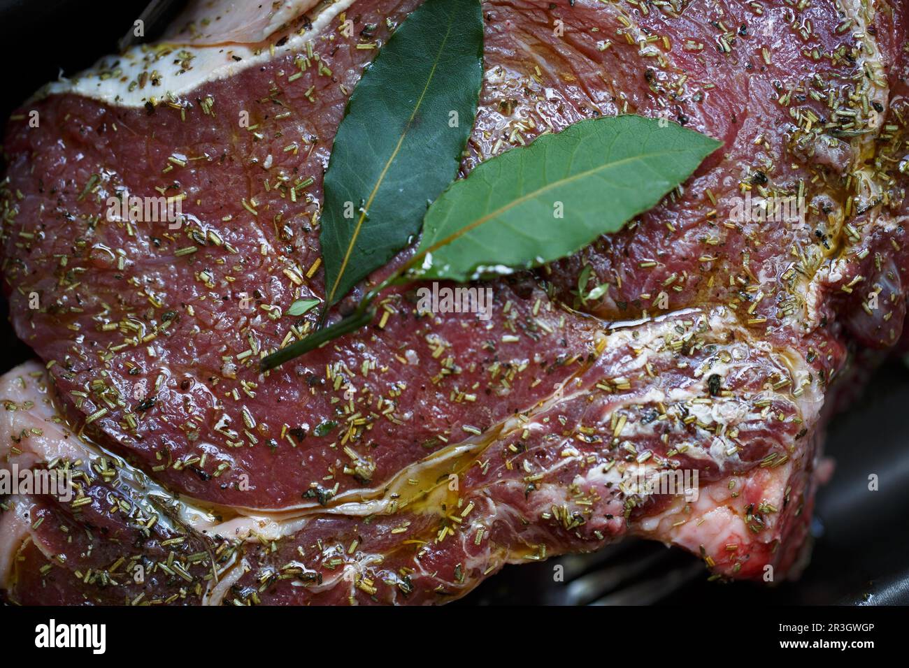 Seasoned fresh beef chop ready yum grilling Stock Photo - Alamy