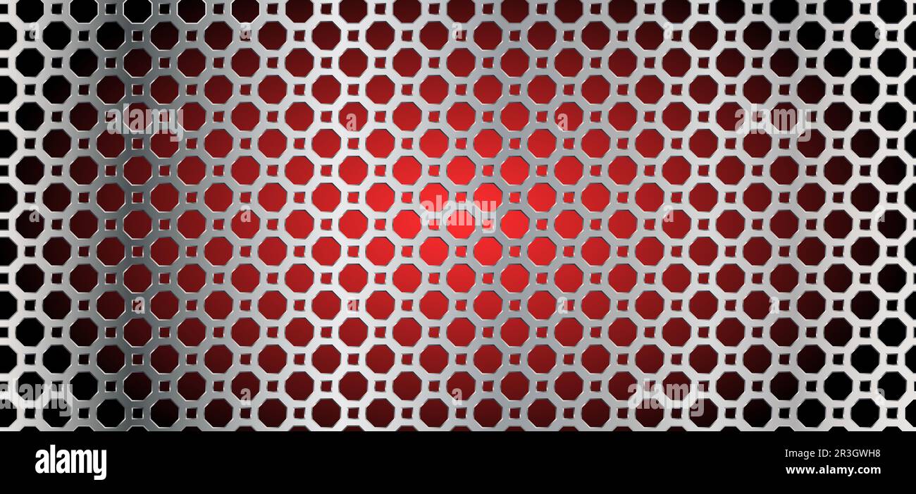 Steel grid pattern with a red gradient background, vector illustration ...