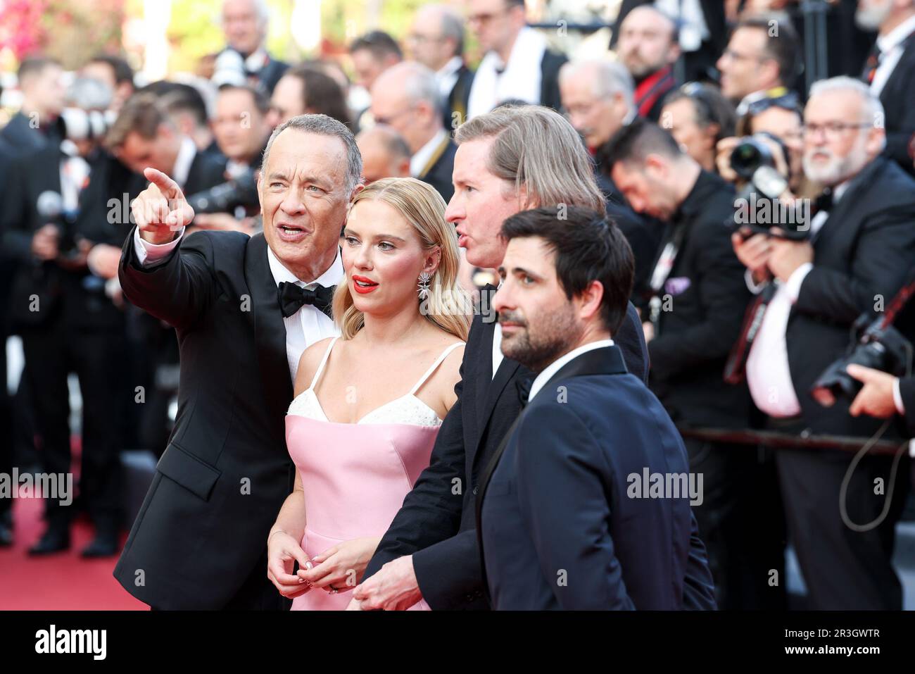 Cannes, France. 23rd May, 2023. CANNES - MAY 23: Wes Anderson, Tom Hanks, Scarlett Johansson ...