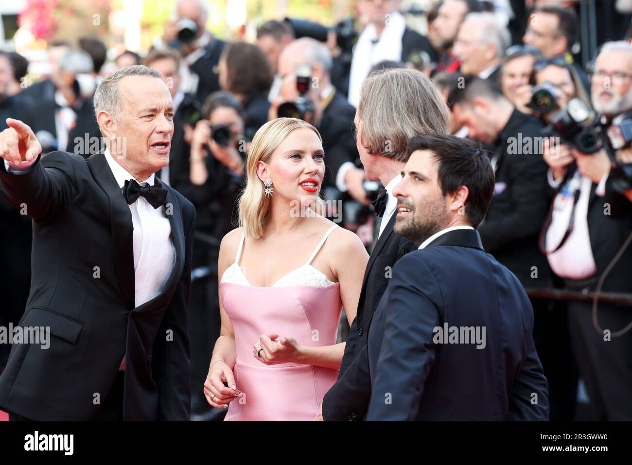 Cannes, France. 23rd May, 2023. CANNES - MAY 23: Wes Anderson, Tom Hanks, Scarlett Johansson ...