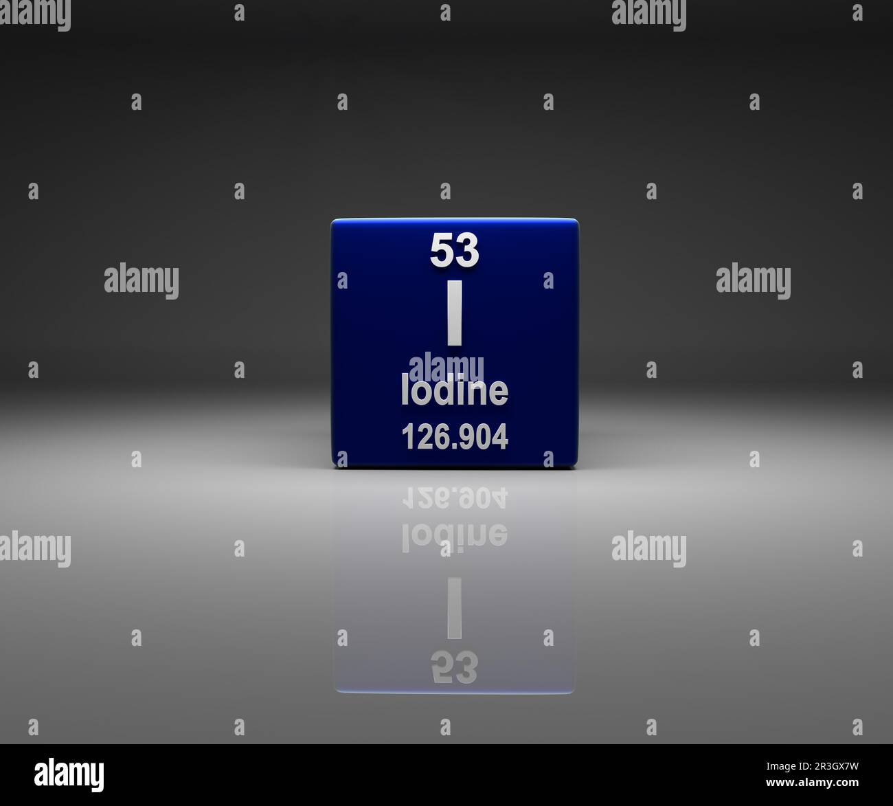 Cube with Iodine number 53 periodic table, 3d rendering Stock Photo - Alamy