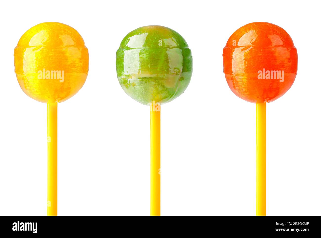Assorted colors lollipops isolated on white background Stock Photo - Alamy