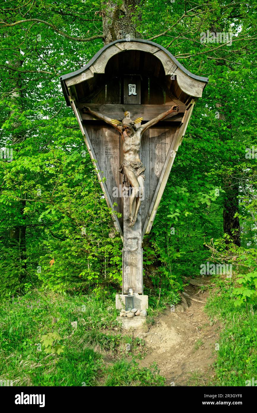 Wayside cross with figure of Christ, crucified, near Bodman ...