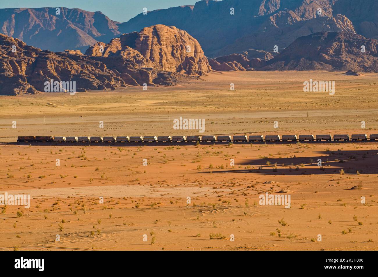 Cargo train running through Wadi Rum, Jordan Stock Photo - Alamy
