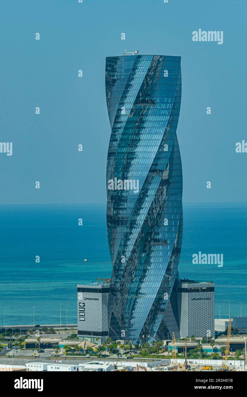 Overlook over the high rise buildings and the United tower in the ...