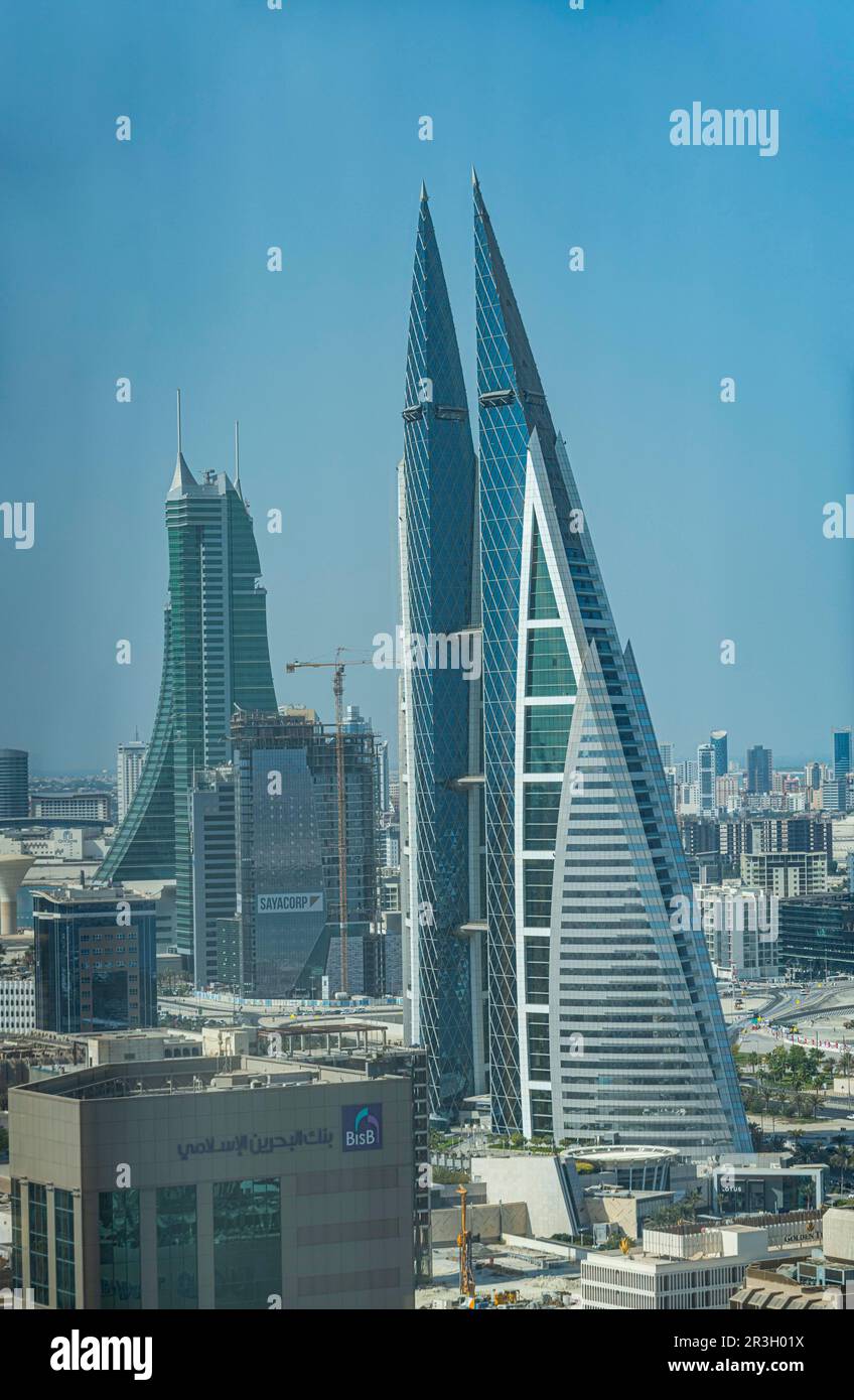 Overlook over the high rise buildings and the United tower in the ...