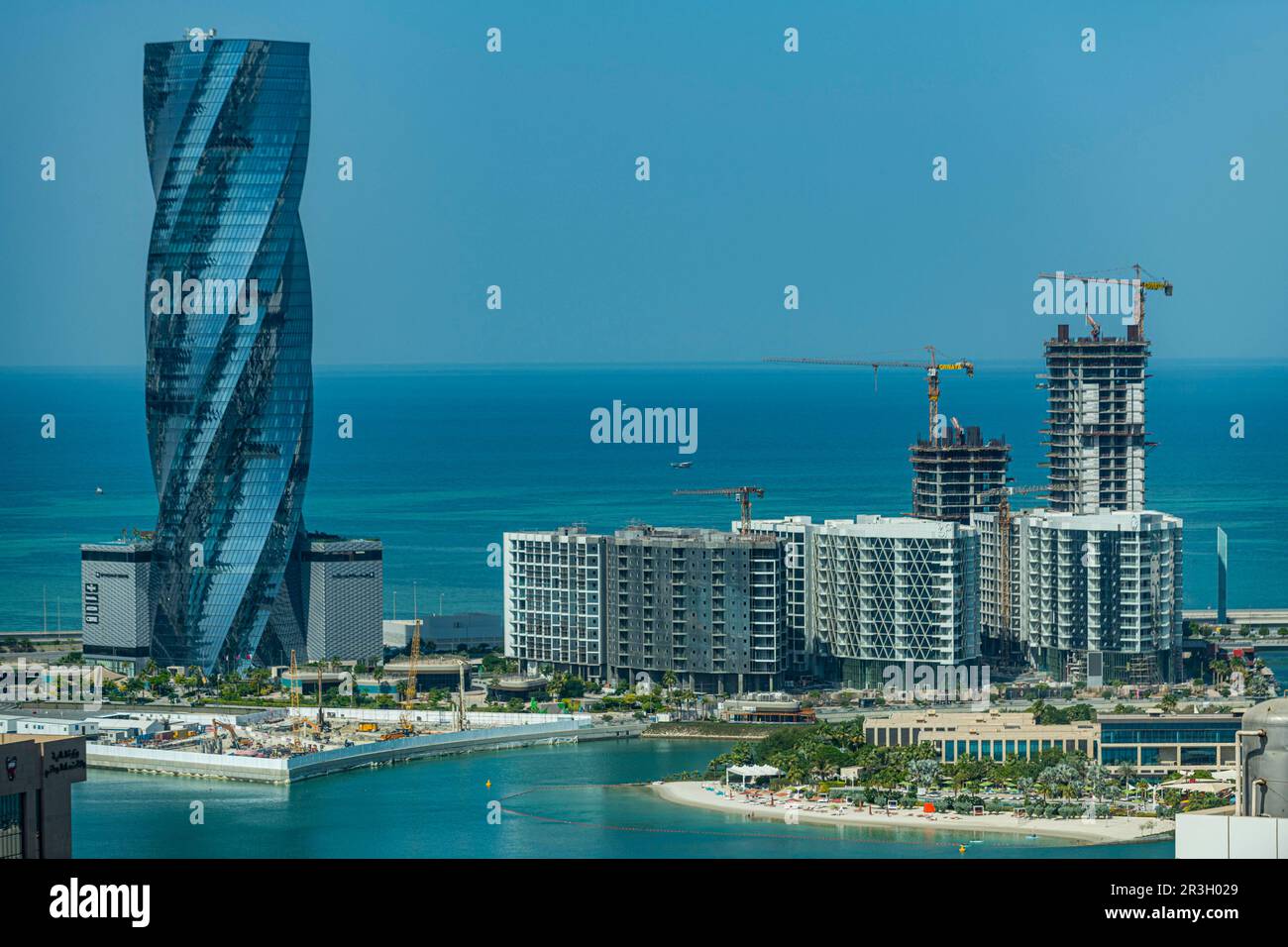 Overlook over the high rise buildings and the United tower in the ...