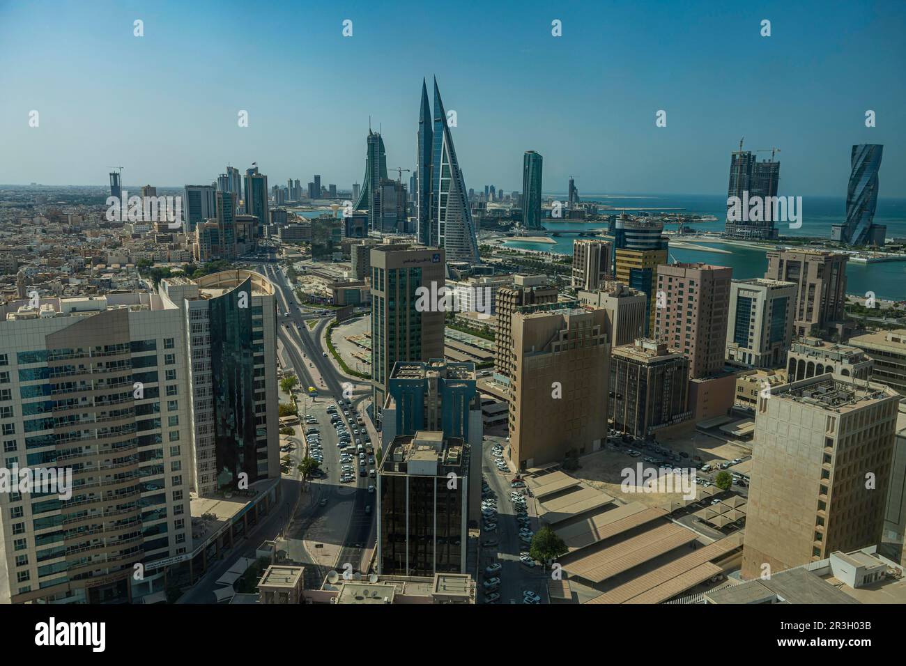 Overlook over the high rise buildings and the United tower in the ...