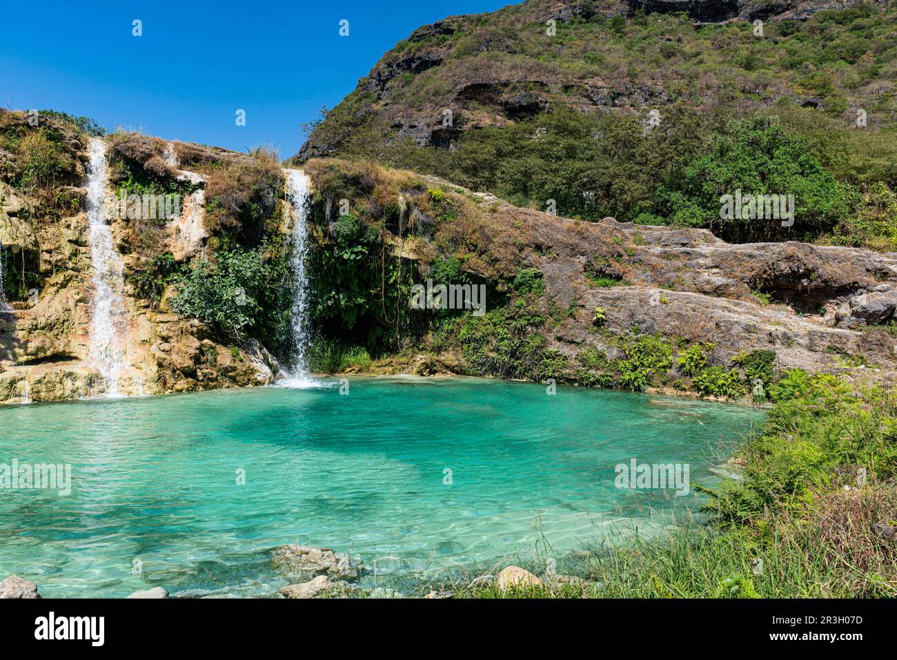 Turquoise waterfalls, Wadi Darbat, Salalah, Oman Stock Photo - Alamy