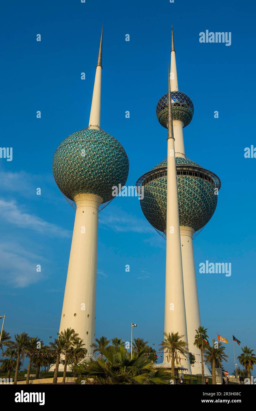 Landmark Kuwait towers in Kuwait City, Kuwait Stock Photo - Alamy