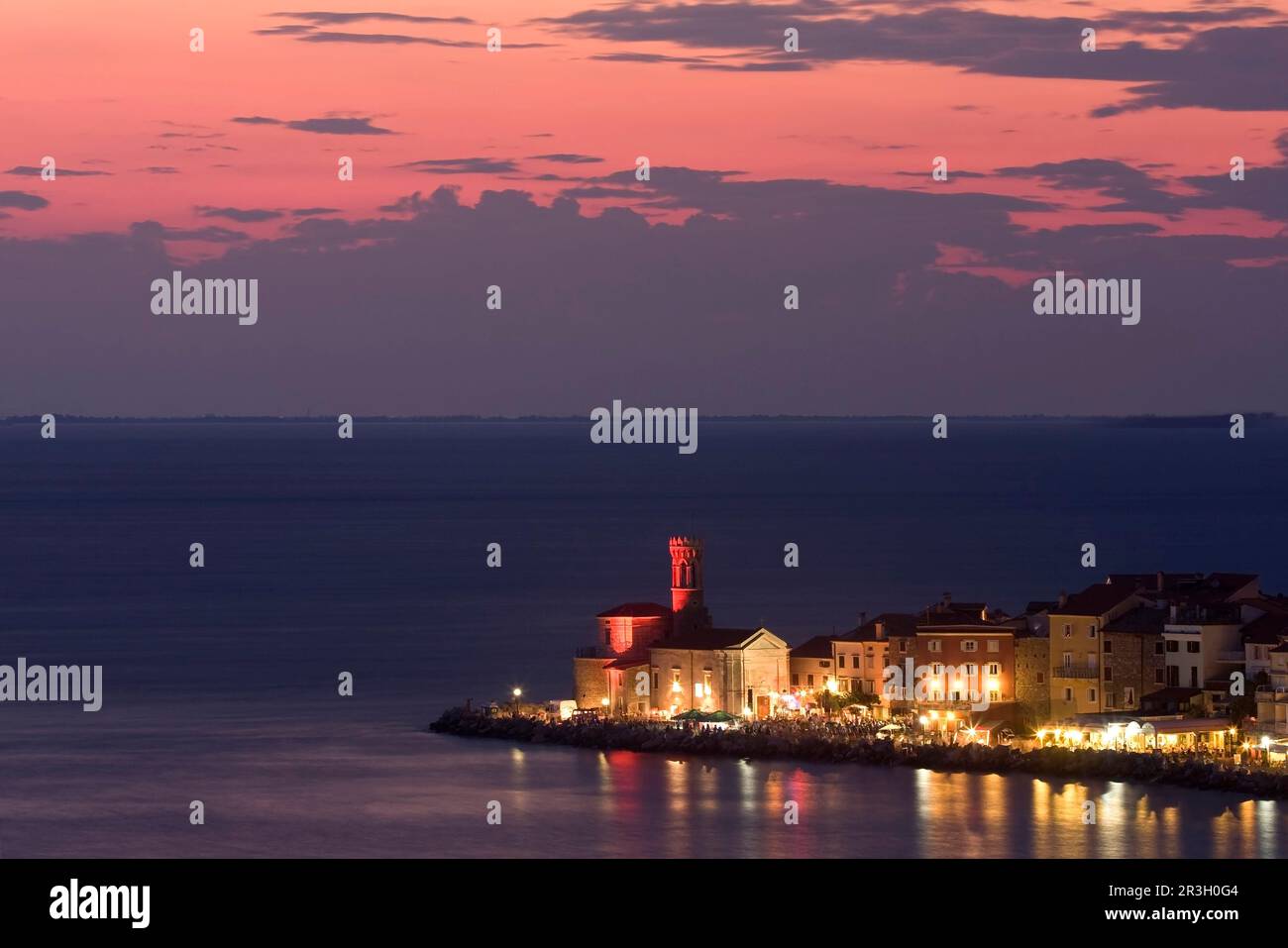 View of Piran at night, Adriatic Sea, Slovenia Stock Photo - Alamy
