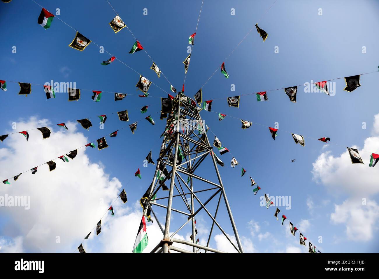 Gaza, Palestine. 19th May, 2023. Palestinian flags and Islamic Jihad ...