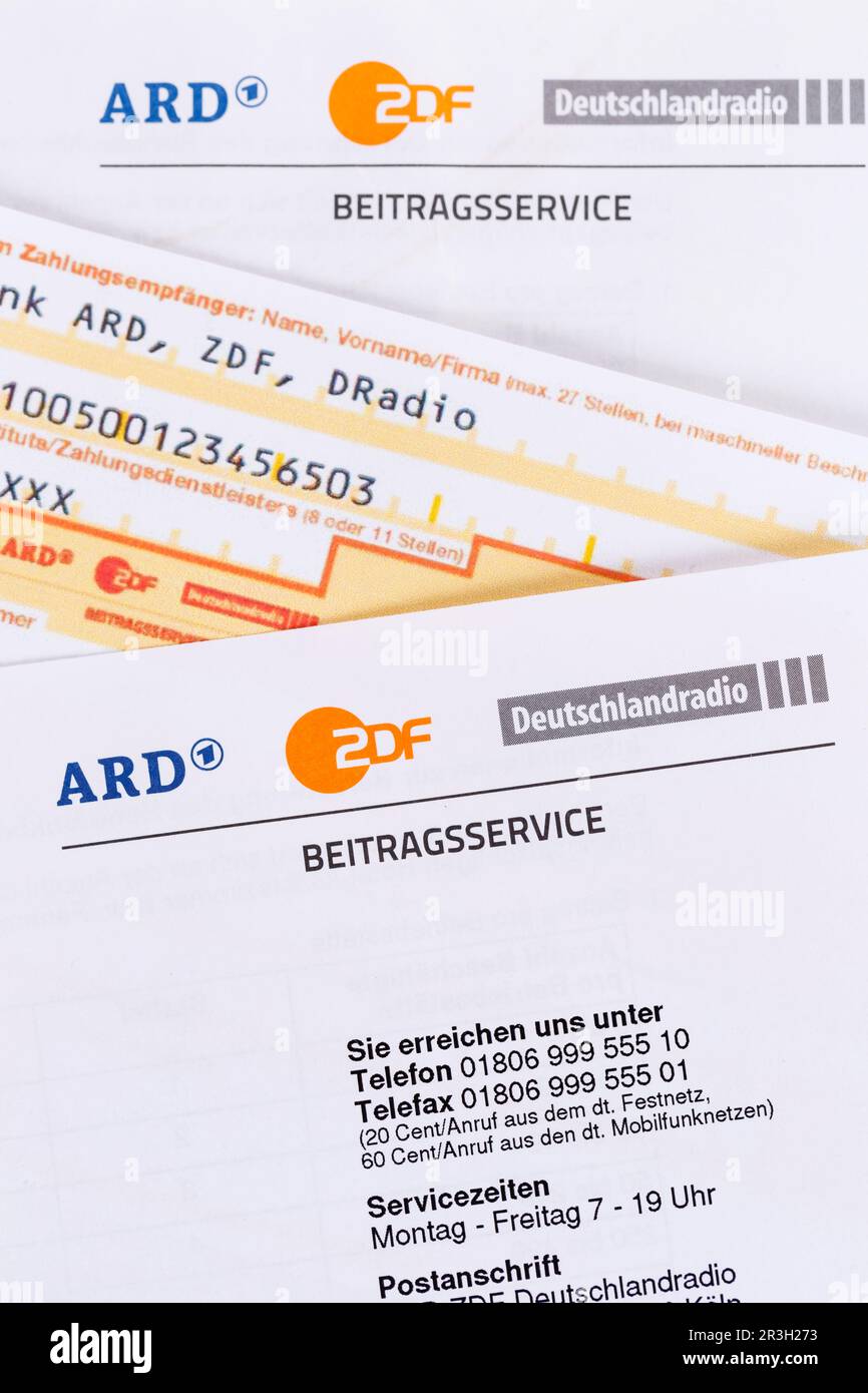 Contribution service of ARD and ZDF broadcasting fee broadcasting ...