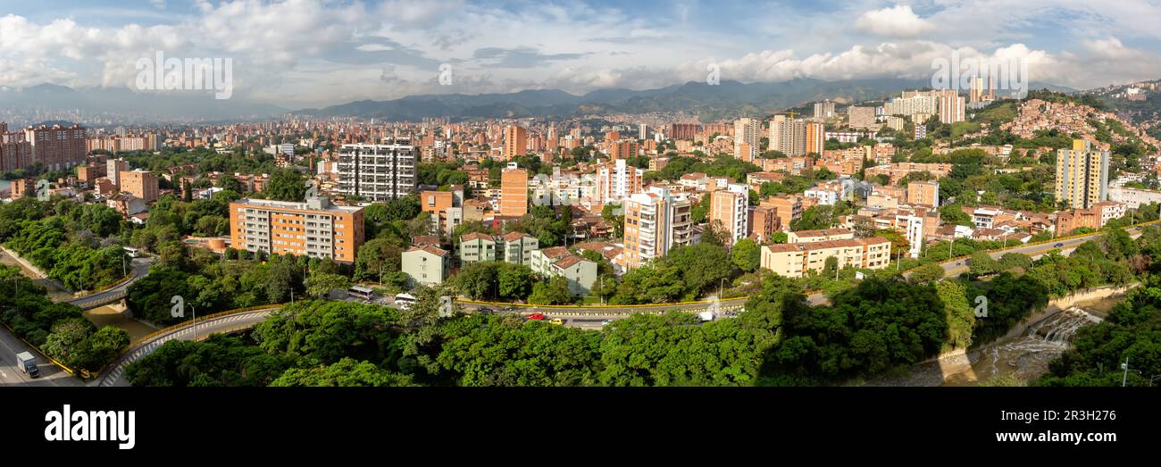 Medellin city travel panoramic view of Robledo and Los Colores ...