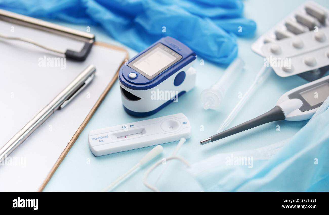 Medical kit for the prevention and treatment of coronavirus. Mask, test ...