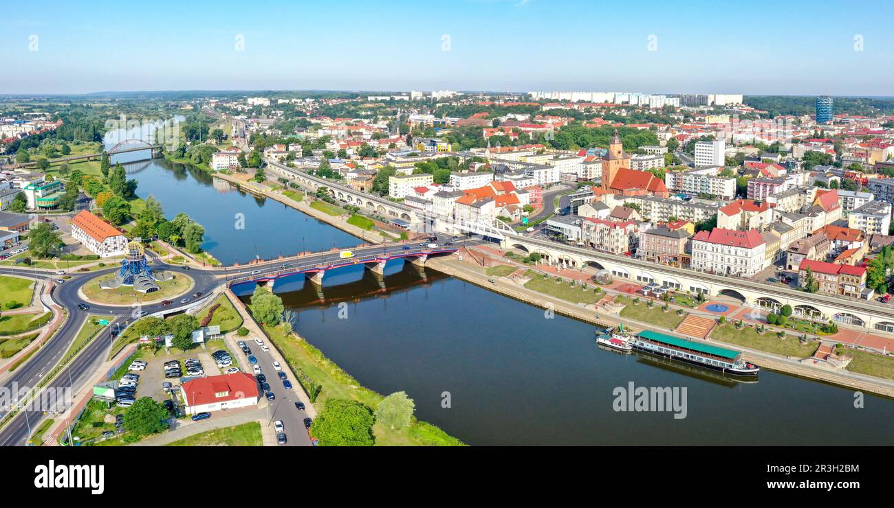 Aerial view of GorzÃ³w Wielkopolski Landsberg an der Warthe city ...