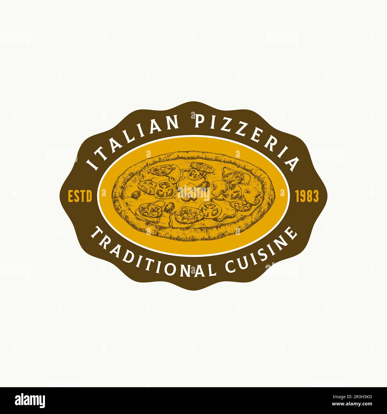 Italian Cuisine Abstract Vector Sign Logo Template. Hand Drawn Sketch ...