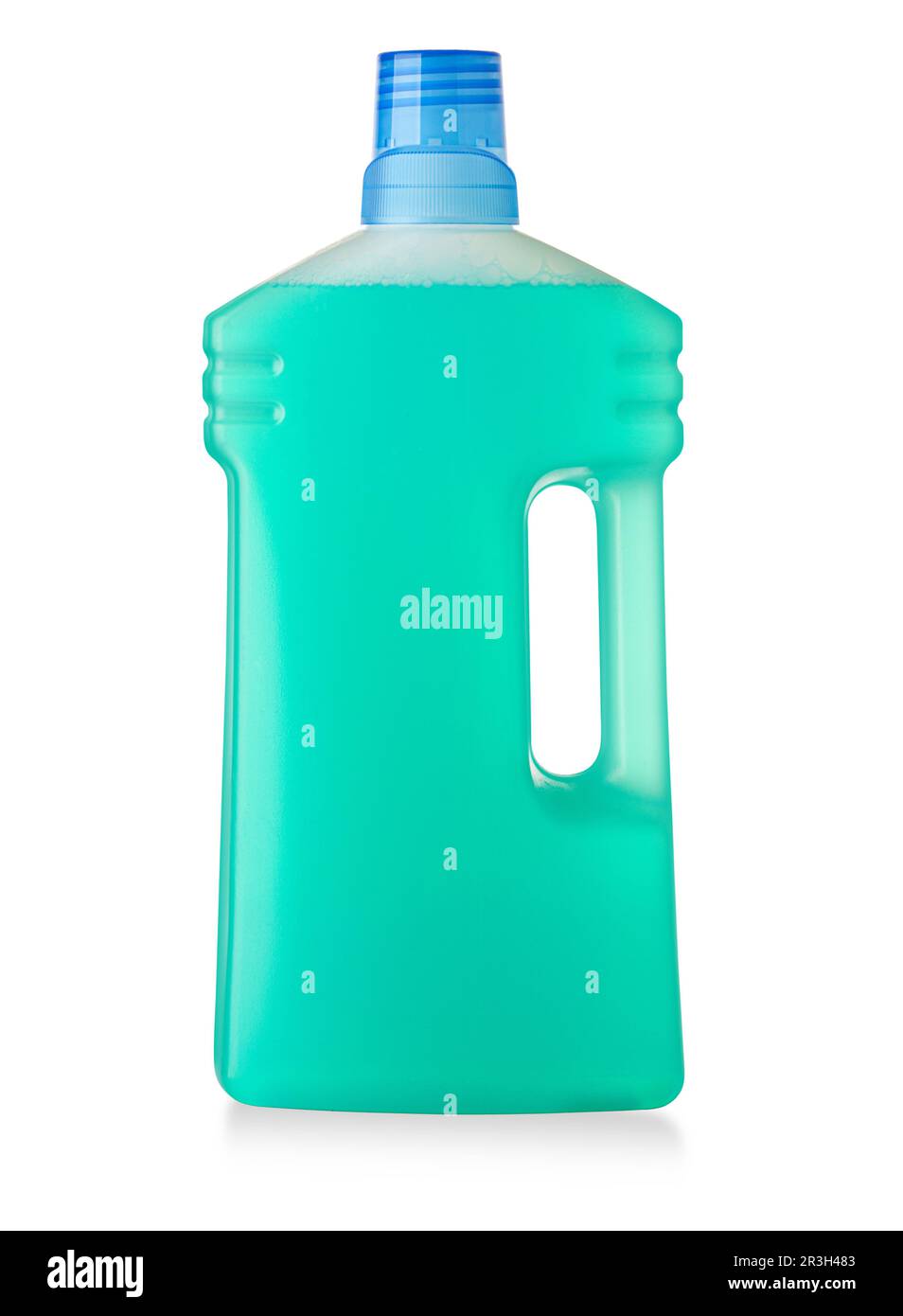 Blue plastic bottle with cap isolated on white background for liquid ...