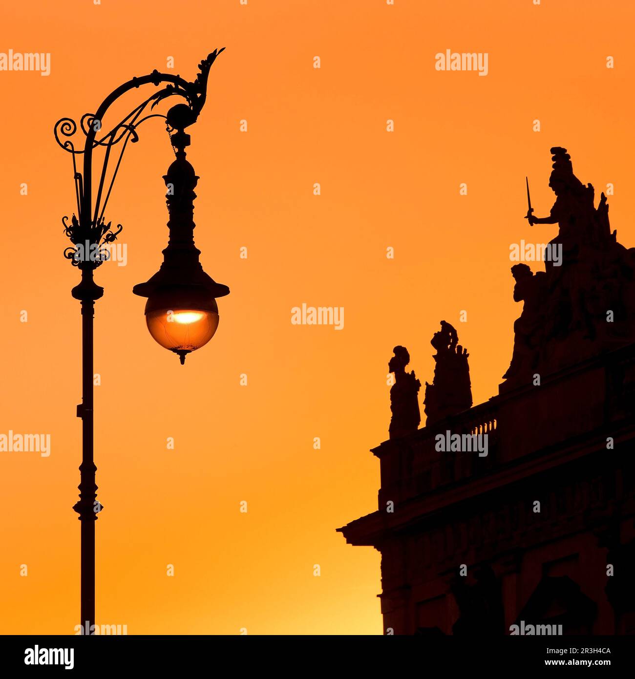 Old Berlin gas lanterns at sunset at the German Historical Museum ...