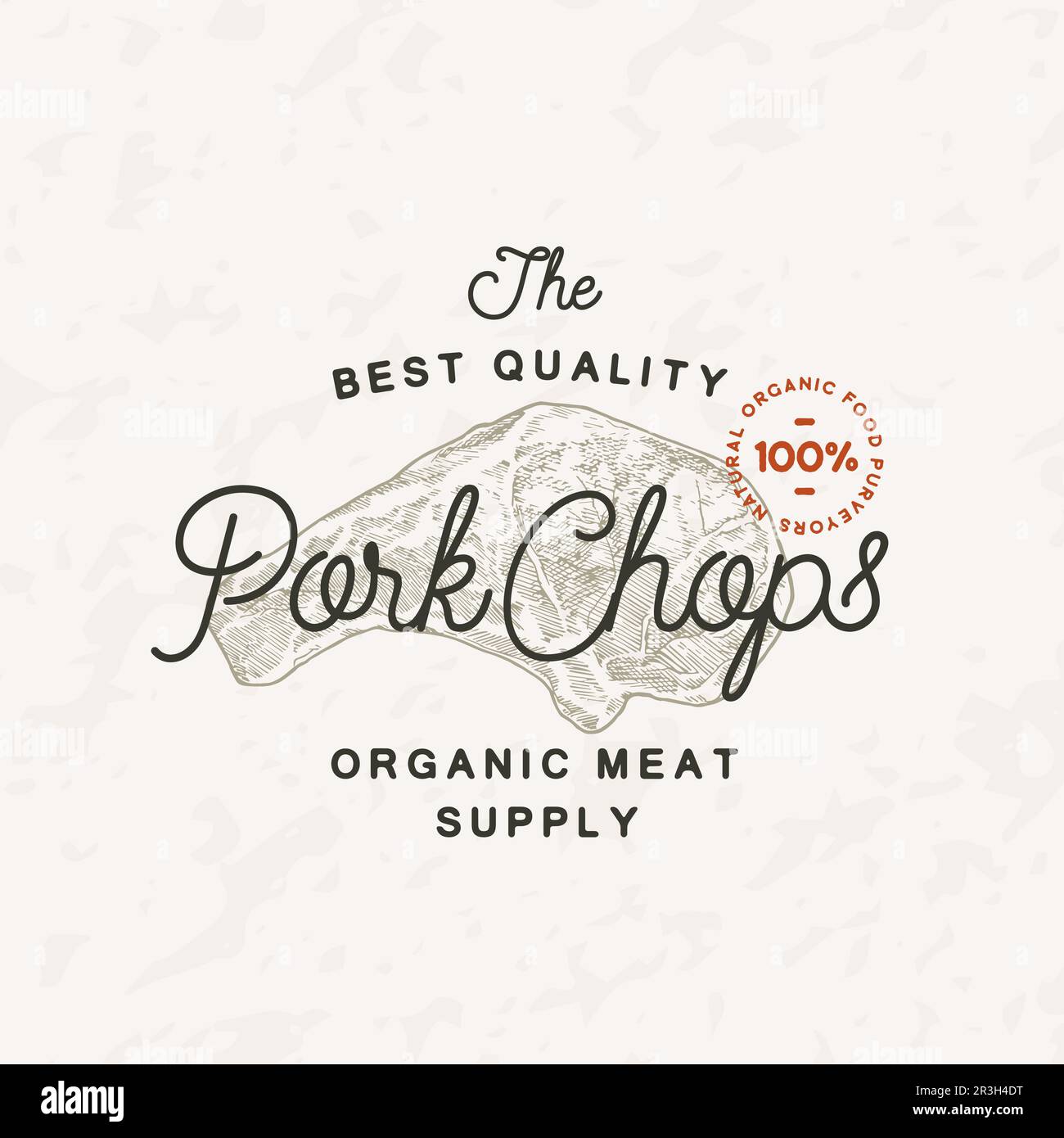 Pork Chops Vintage Vector Label Logo Template. Engraving Style Meat ...
