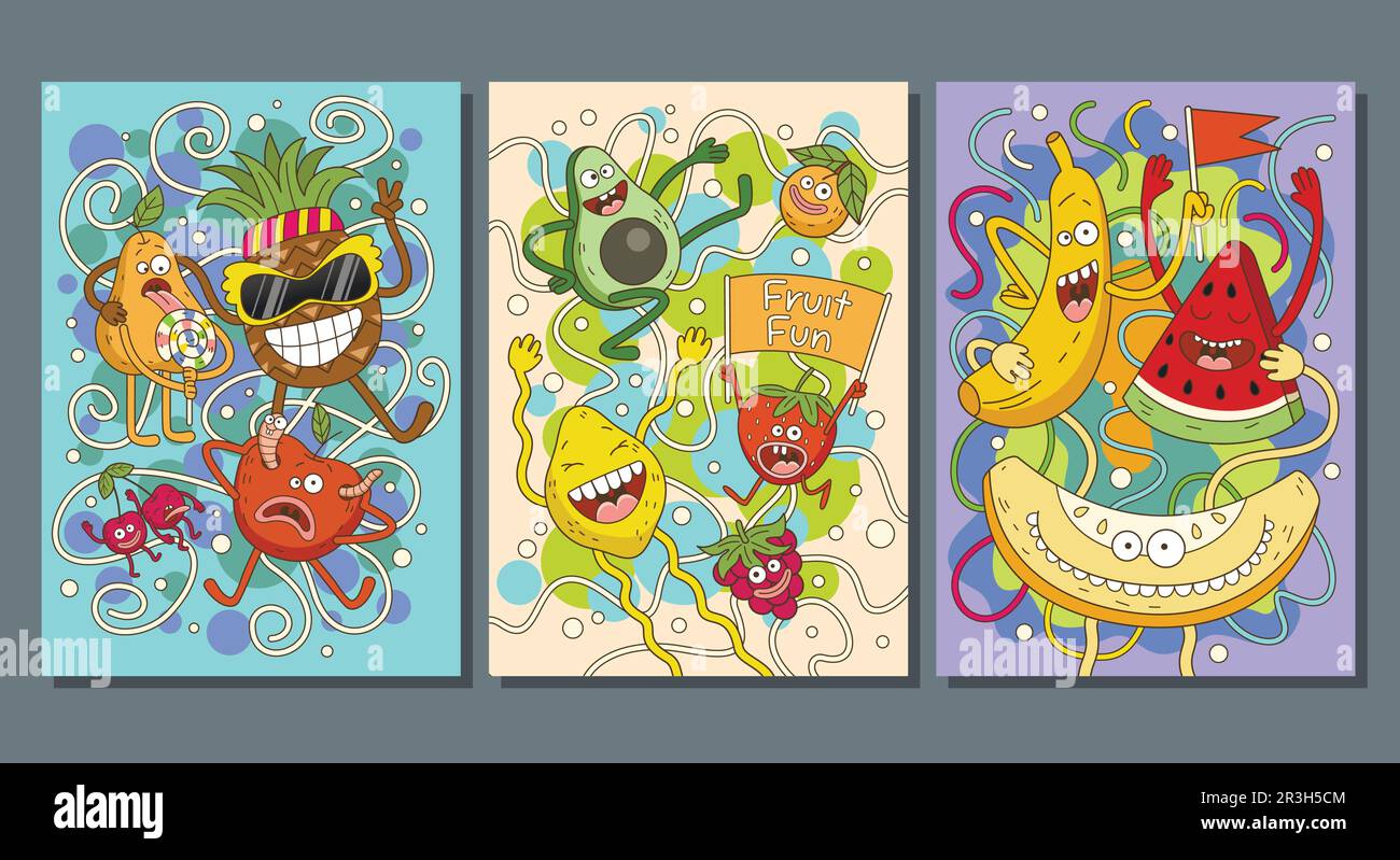 Cute cartoon banana fruit banner Stock Vector Images - Alamy